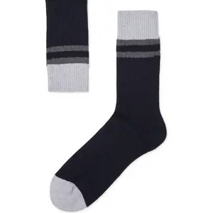 Brunello Cucinelli Striped Cotton Socks - Navy Blue