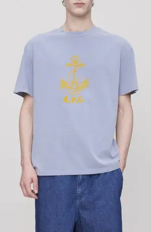A.p.c. Davy Graphic T-shirt Iac Blue Grey
