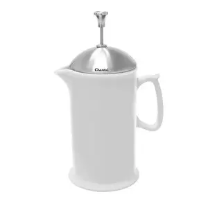 CHANTAL 28 Ounce Ceramic French Press With Stainless Plunger - White