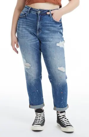 BAYEAS High-waist Cuffed Mom Jeans - Mascara