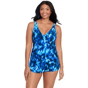 TRIMSHAPER Lola Surplice V-neck Swimdress - Rinca Rain