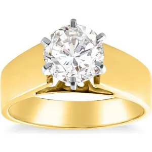 BLISS DIAMOND 2ct Round Lab Grown Diamond Solitaire Ring - 14k Yellow Gold