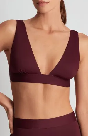 Ralph Lauren Banded Modern V-neck Bikini Top - Claret