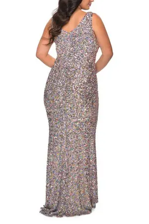 La Femme Floor Length Sequin Gown