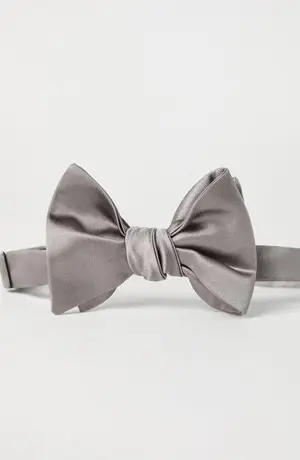 Brunello Cucinelli Satin Bow Tie - Grey
