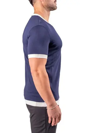 MACEOO Short Sleeve Ringer Sweater