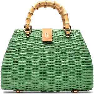 FRANCES VALENTINE Woven Wicker Top Handle Bag - Green