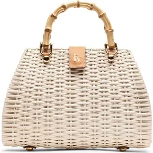 FRANCES VALENTINE Woven Wicker Top Handle Bag - Off White