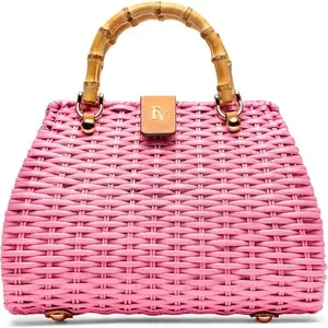 FRANCES VALENTINE Woven Wicker Top Handle Bag - Pink