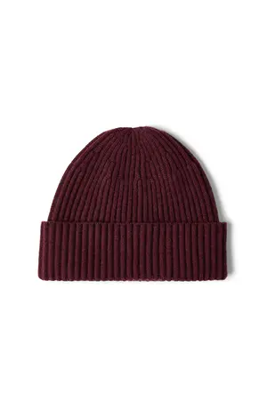 Brunello Cucinelli Cashmere Rib Knit Beanie Amaranth