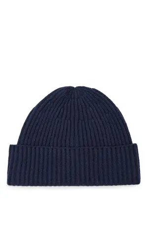 Brunello Cucinelli Cashmere Rib Knit Beanie - Marine