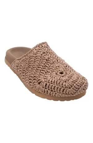 PROLOGUE SHOES Loop Woven Slide Sandal - Brown Faux Leather