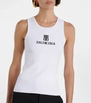 Balenciaga Nano Bb Knitted Tank Top - White