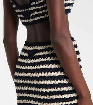 Prada Crochet Striped Cotton Miniskirt