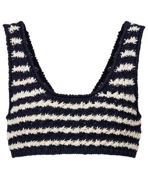 PRADA Crochet Striped Cotton Crop Top