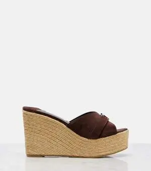 JIMMY CHOO Leda 100 Suede Espadrille Wedges