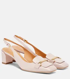 TOD'S Barretta 50 Leather Slingback Pumps - Neutrals