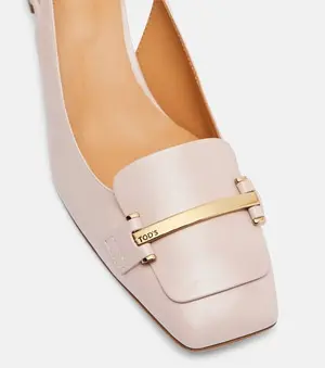 TOD'S Barretta 50 Leather Slingback Pumps - Neutrals