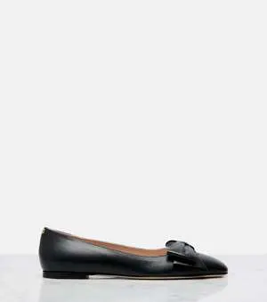 Valentino Garavani Bowow Leather Ballet Flats - Black