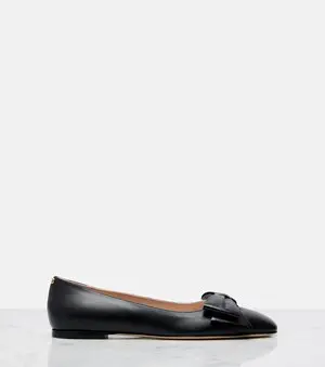 Valentino Garavani Bowow Leather Ballet Flats - Black