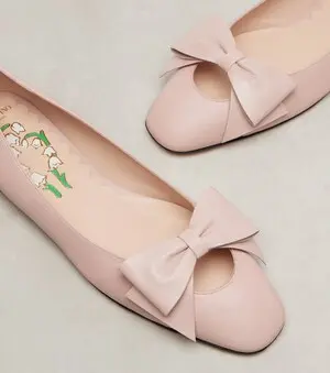 Valentino Garavani Bowow Leather Ballet Flats - Pink