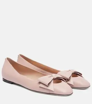 Valentino Garavani Bowow Leather Ballet Flats - Pink