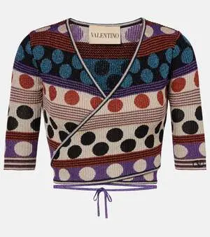Valentino Garavani Polka-dot Jacquard Lamé Wrap Top - Multicoloured