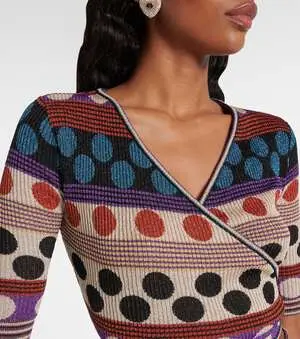 Valentino Garavani Polka-dot Jacquard Lamé Wrap Top