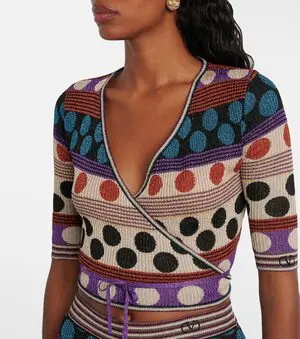 Valentino Garavani Polka-dot Jacquard Lamé Wrap Top