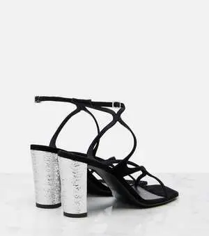 JIMMY CHOO Azie 85 Embellished Suede Sandals - Black