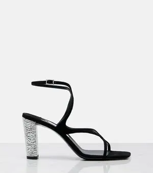 JIMMY CHOO Azie 85 Embellished Suede Sandals - Black