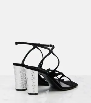 JIMMY CHOO Azie 85 Embellished Suede Sandals - Black