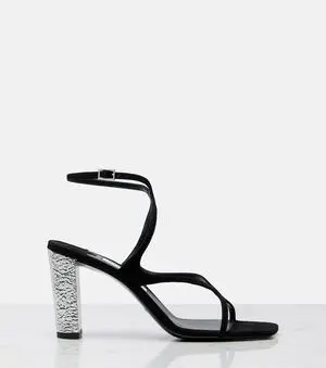 JIMMY CHOO Azie 85 Embellished Suede Sandals - Black