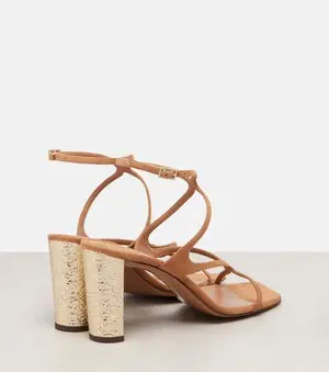 JIMMY CHOO Azie 85 Embellished Suede Sandals - Brown