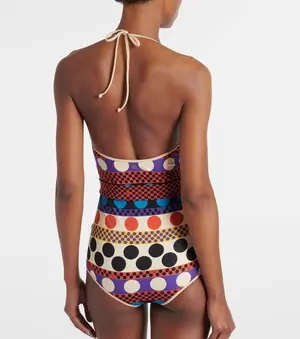 Valentino Garavani Escape Belted Polka-dot Swimsuit