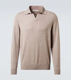 Brunello Cucinelli Brunello Cucinelli Cashmere Polo Sweater Beige