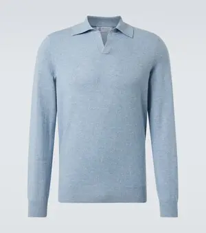 Brunello Cucinelli Cashmere Polo Sweater - Blue