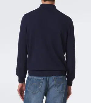 Brunello Cucinelli Cashmere Polo Sweater - Blue