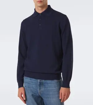 Brunello Cucinelli Cashmere Polo Sweater - Blue