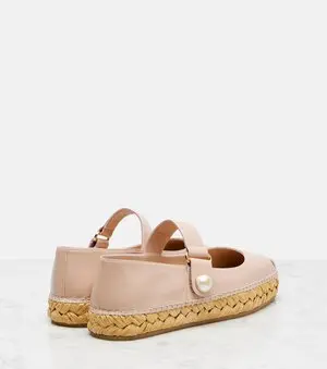 JIMMY CHOO Fayence Leather Espadrilles - Pink