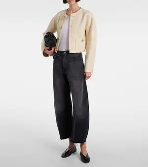 FRAME Trim Cropped Jacket - Beige