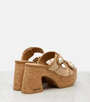 JIMMY CHOO Fayence 95 Leather Wedge Sandals