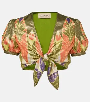 Valentino Garavani Printed Silk-blend Crop Top - Multicoloured