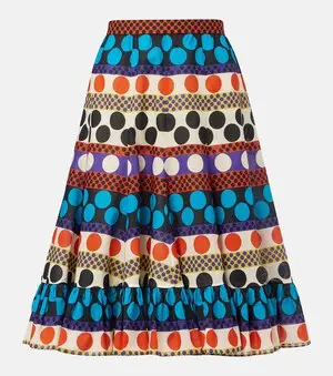 Valentino Garavani Printed Cotton Midi Skirt - Multicoloured