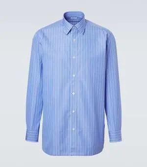 Charvet Striped Cotton Poplin Shirt Blue