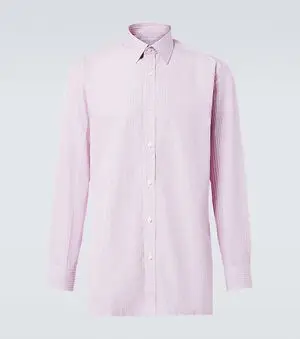 Charvet Striped Cotton Poplin Shirt Red