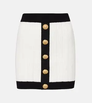 Balmain Ribbed-knit Miniskirt - White