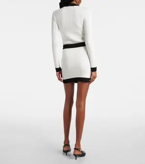 Balmain Ribbed-knit Miniskirt - White