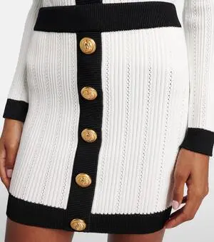 Balmain Ribbed-knit Miniskirt - White