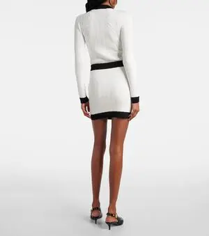 Balmain Ribbed-knit Miniskirt - White